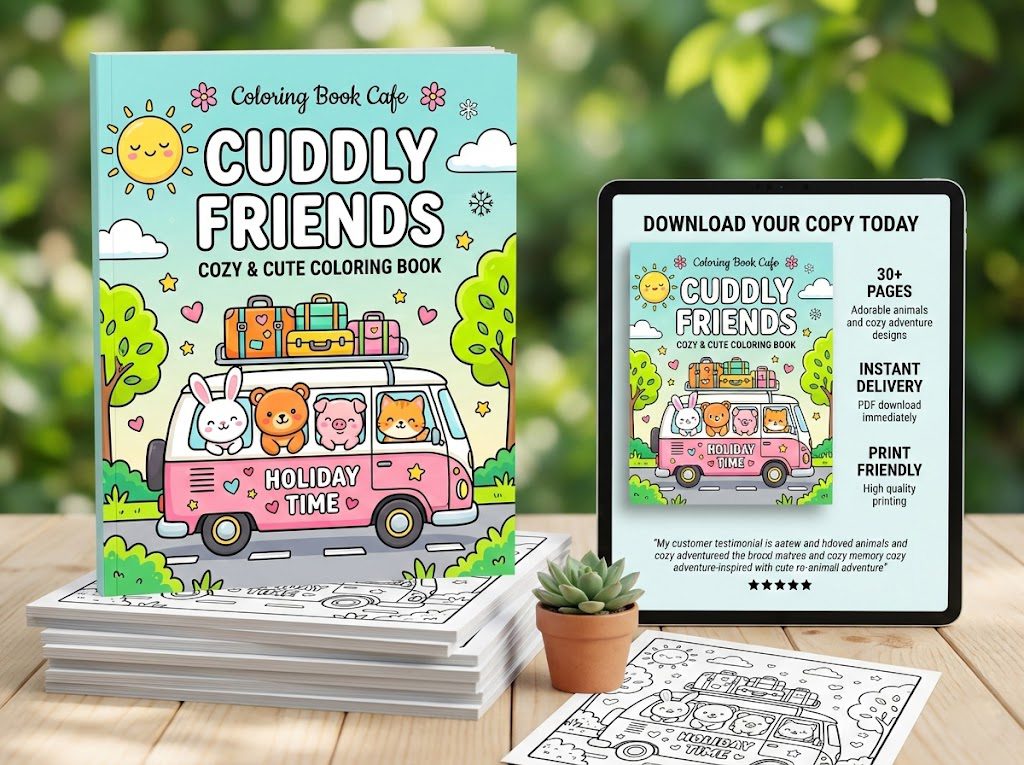 Cuddly Friends - Cozy & Cute Coloring Book: #1 Best Road Trip Art ...